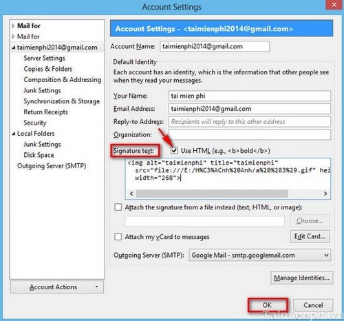 Create HTML For The Email Signature In Thunderbird