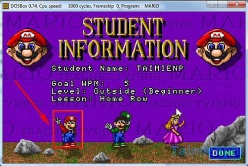 Đặt tên trong Mario, game tập đánh máy 10 ngón Mario