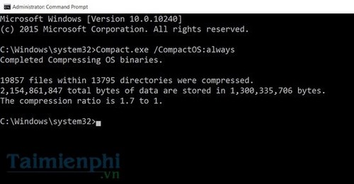 Kích hoạt Compact Os trên Windows 10