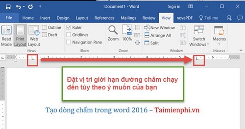 Tạo dòng chấm trong word 2016, tạo (..........) trong văn bản word 201