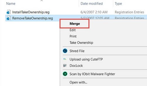 Cách thêm "Take Ownership" vào Menu chuột phải Windows 10