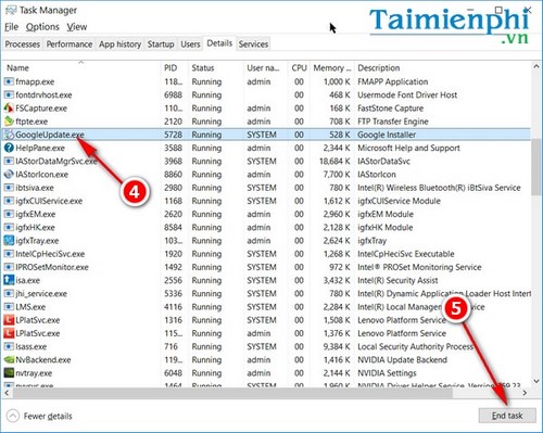 Cách xóa tiến trình GoogleUpdate.exe trong Google Chrome trên Windows