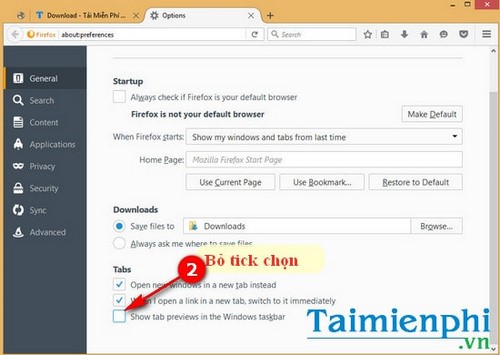 Tắt hiển thị nhiều cửa sổ, tắt Tab Previews khi duyệt web trên Firefox