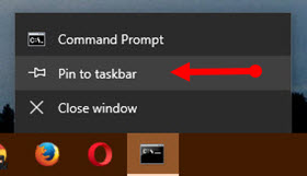 Cách ghim Command Prompt xuống thanh Taskbar và cho chạy với quyền Adm