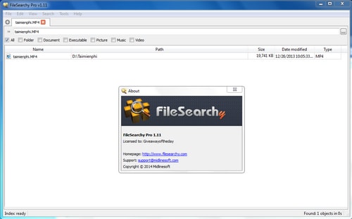 (Giveaway) Bản quyền miễn phí FileSearchy Pro, tìm kiếm dữ liệu trong