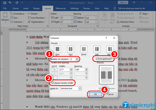 Cách chia văn bản thành nhiều cột trong Word 2021 nhanh chóng, đơn giản ...