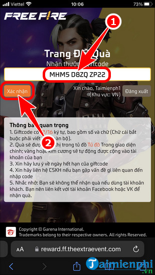 Full Code Free Fire tháng 5/2023 nhận kim cương, skill súng