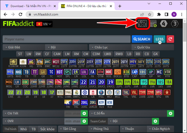 Cách sử dụng FIFAaddict tra cứu thông tin và buil đội hình FiFa Online