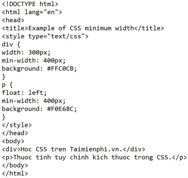 Thuộc tính tùy chỉnh kích thước trong CSS, cú pháp và ví dụ minh họa