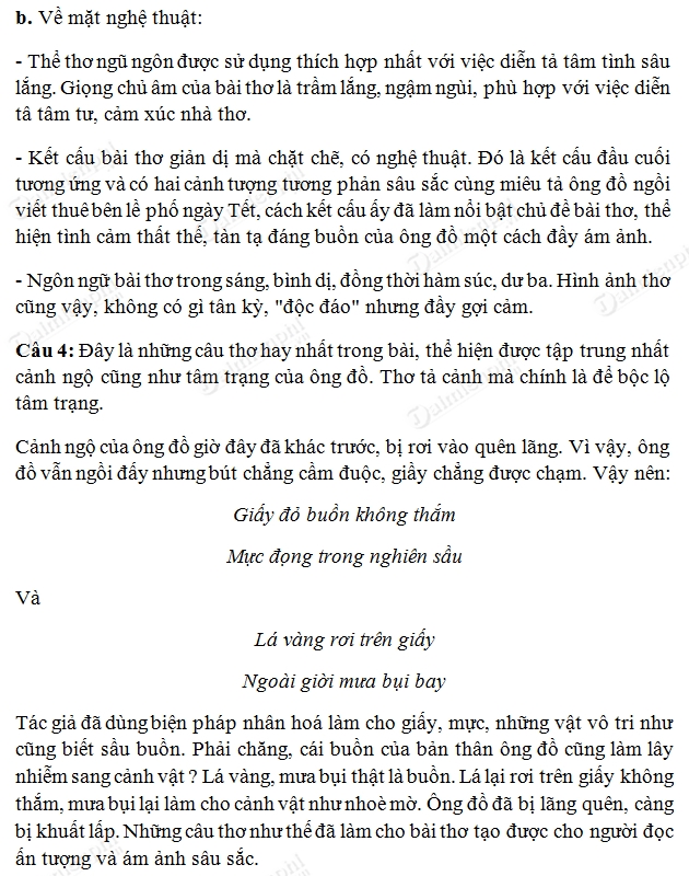Soạn bài Ông đồ của Vũ Đình Liên, Ngữ văn lớp 8