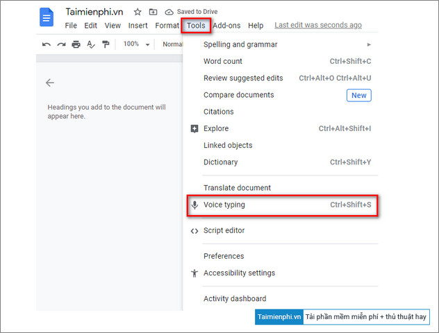 Tổng hợp tính năng cơ bản của Google Docs