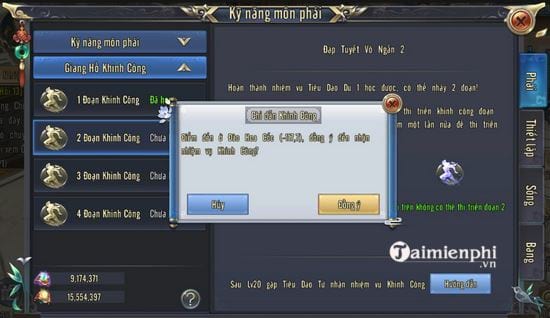 Hướng dẫn học khinh công trong 360mobi Kiếm Khách VNG