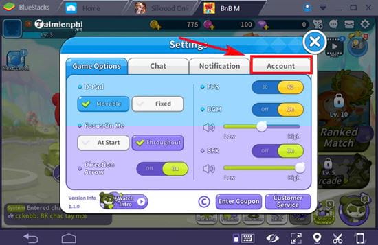 Cách đổi ngôn ngữ BnB M khi chơi game đặt bom
