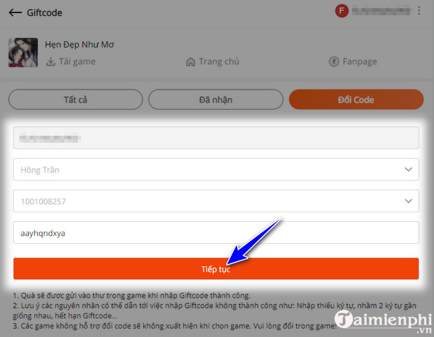 Code Hẹn Đẹp Như Mơ, cách nhận và nhập Giftcode trong game