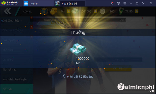 Code Vua Bóng Đá, cách nhận và nhập giftcode trong game