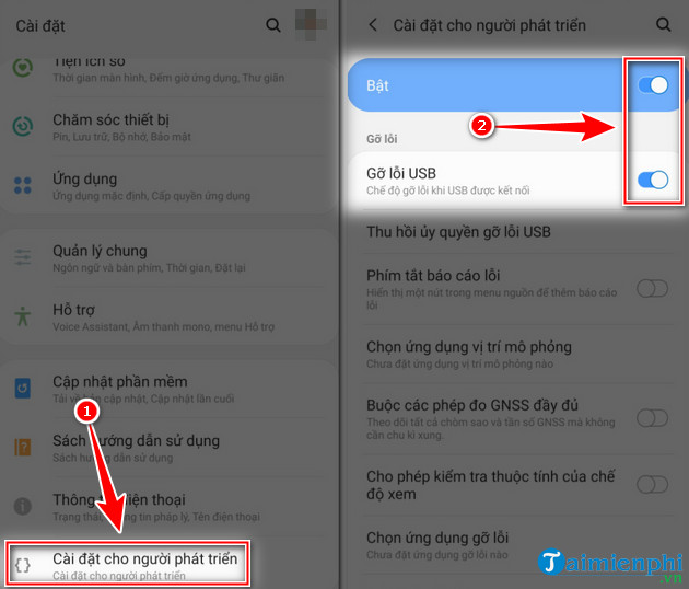 Hướng dẫn bật chế độ USB debug, Gỡ Lỗi USB trên Android
