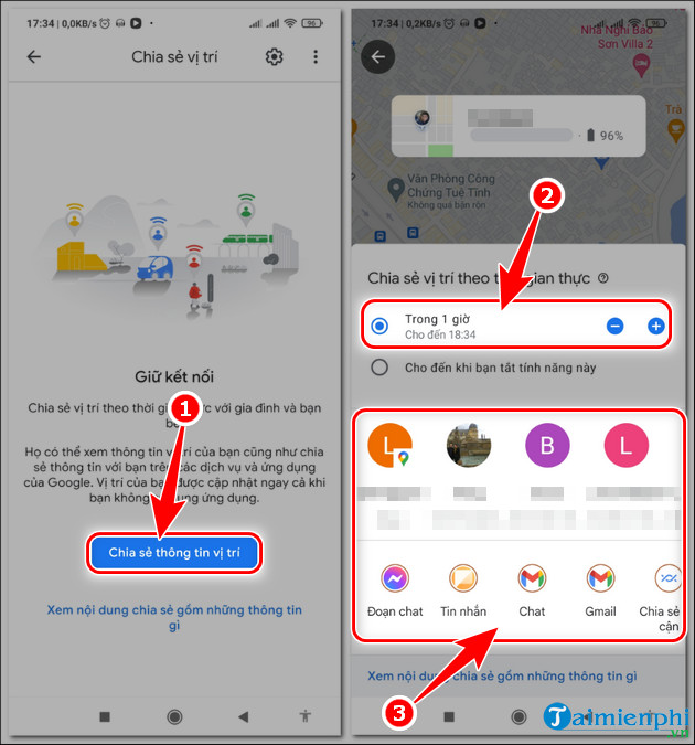Cách bật tắt chia sẻ vị trí Google Maps thời gian thực trên Android, i