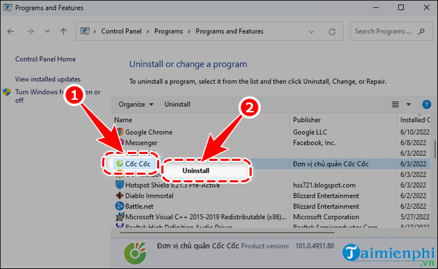 Cách xóa Cốc Cốc trên máy tính Win 11, gỡ cài đặt Coccoc Windows 11