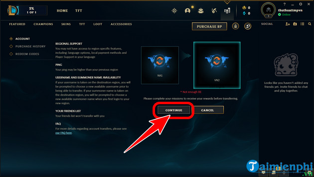 Cách đổi server LOL VNG, máy chủ LMHT VNG tránh giật lag, giảm ping hi