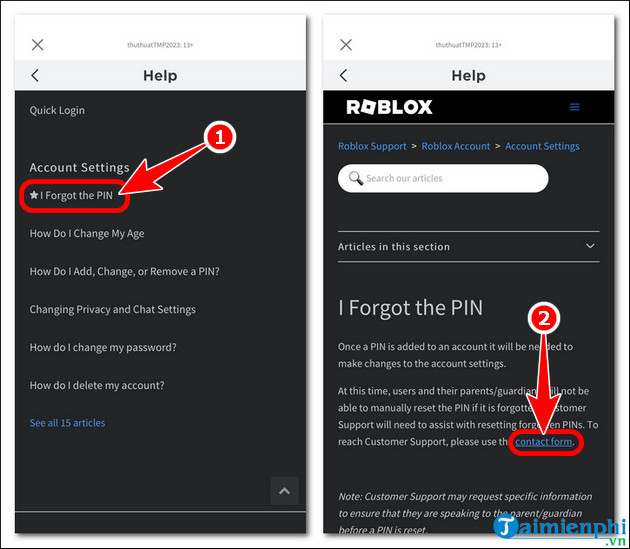 Cách lấy lại mã pin Roblox khi quên 2023 trên PC, Android và iOS