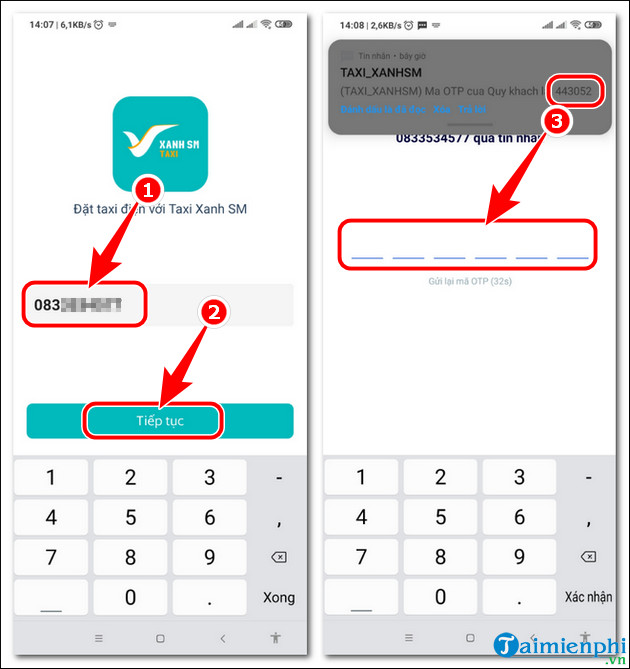 Cách đặt xe Taxi Xanh SM, đặt xe taxi điện trên app Taxi Xanh SM