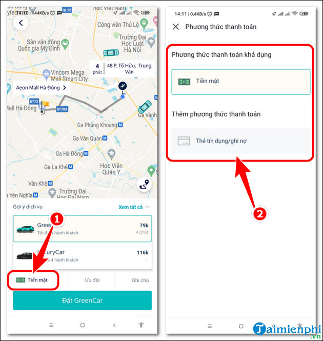 Cách đặt xe Taxi Xanh SM, đặt xe taxi điện trên app Taxi Xanh SM