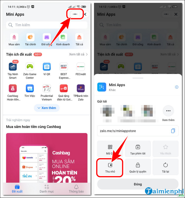 Cách thu nhỏ Mini Apps trên Zalo sử dụng nhiều app mà không cần cài