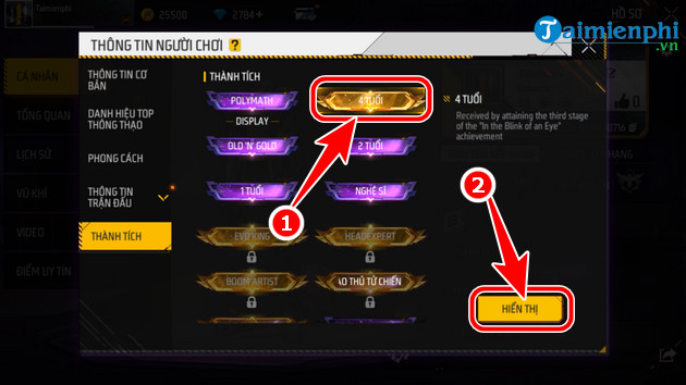 Cách nhận Thành Tích trong Free Fire, danh hiệu FF đặc biệt cao quý nh