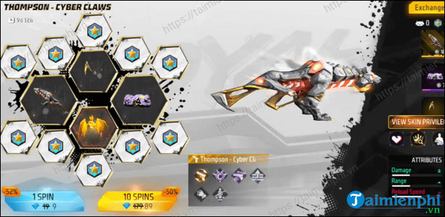 Cách nhận skin Thompson Cyber Claw trong Free Fire