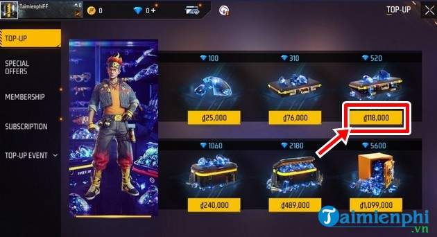 Cách mua kim cương trong Free Fire Max để nhận emote miễn phí