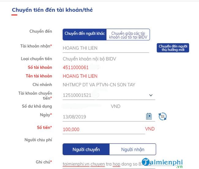 Cách chuyển tiền ngân hàng BIDV từ máy tính, dịch vụ chuyển tiền BIDV