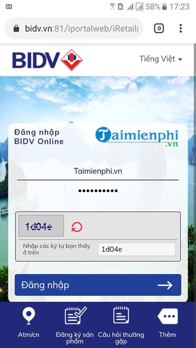 Cách đăng nhập BIDV Internet Banking