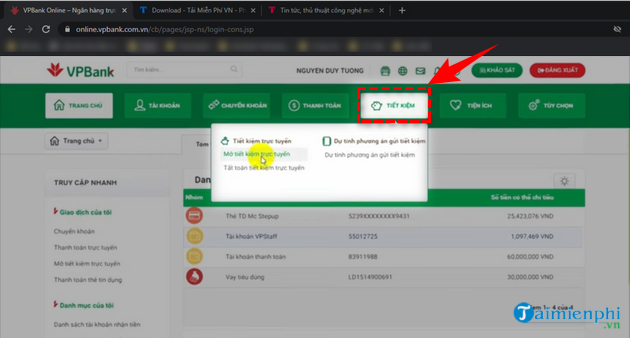 Cách sử dụng Internet Banking VPbank, Ngân hàng TMCP Việt Nam Thịnh Vư
