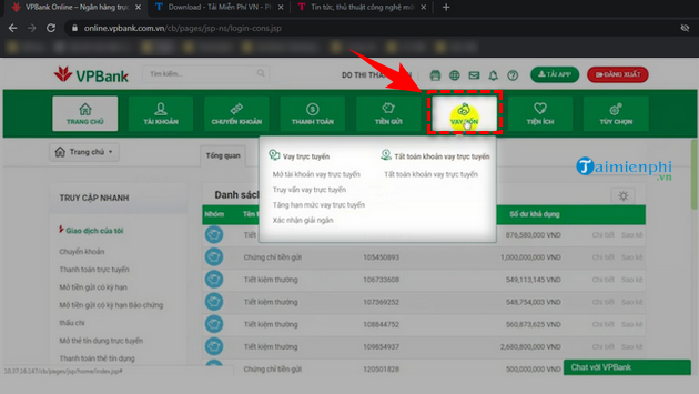 Cách sử dụng Internet Banking VPbank, Ngân hàng TMCP Việt Nam Thịnh Vư