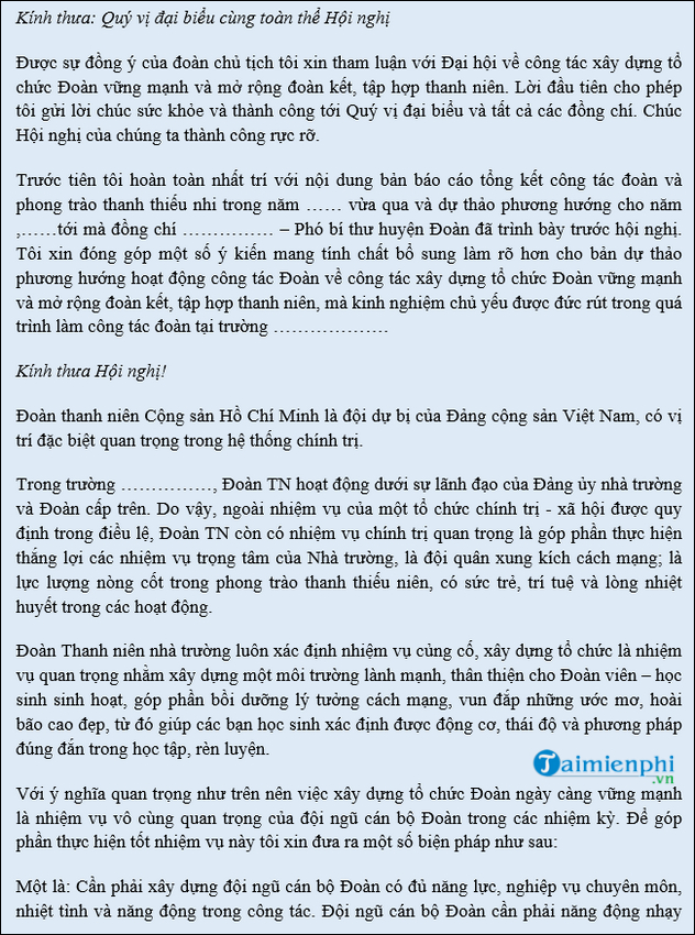 6 Bài tham luận củng cố và phát triển phong trào Đoàn chi tiết nhất