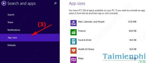 Kiểm tra dung lượng ứng dụng Metro đã cài trên Window 8/8.1