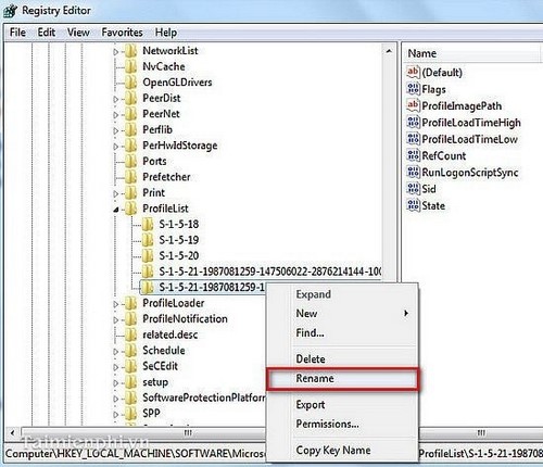 Fix, sửa lỗi Logged on with a Temporary Profile trong Windows 7