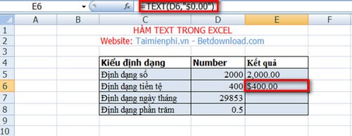 Hàm TEXT trong Excel, Hàm chuyển đổi một số thành văn bản