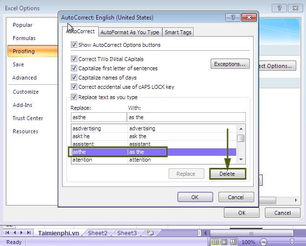 Cách tắt autotext trong Excel, xóa từ viết tắt