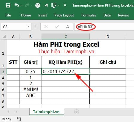 Hàm PHI trong Excel, cú pháp và ví dụ minh họa