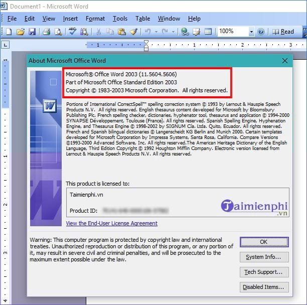 Xem máy tính đang dùng bản Word, Excel nào