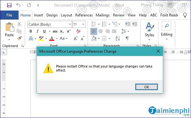 Cách đổi ngôn ngữ trong Office 2019, sử dụng tiếng việt trên Word, Exc