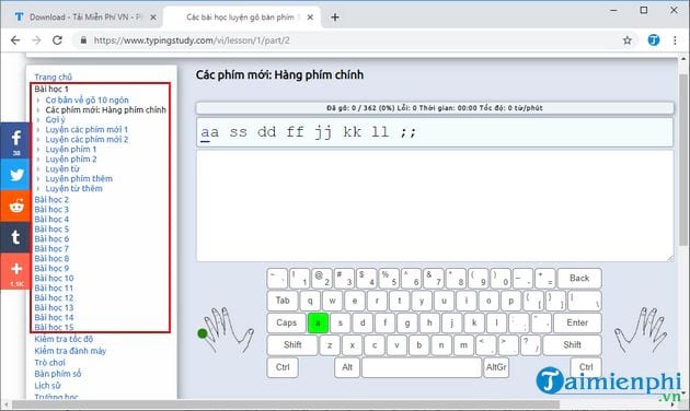 Cách luyện gõ 10 ngón tay trực tuyến, Online nhanh nhất và hiệu quả