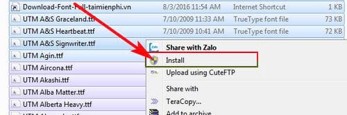 Cách cài đặt Font UTM, cài font chữ UTM cho máy tính