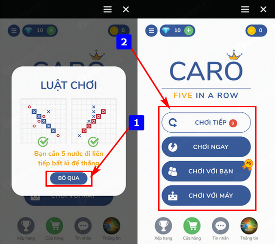 Cách chơi Cờ Caro trên Facebook Messenger