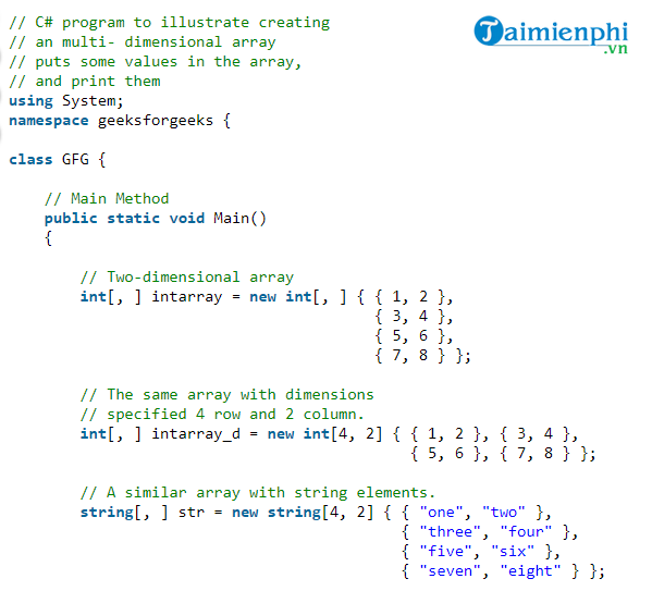 Mảng (array) trong C#, cách khởi tạo và khai báo