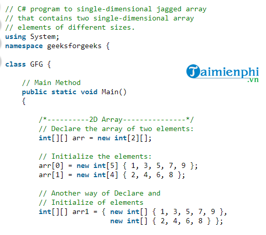 Mảng (array) trong C#, cách khởi tạo và khai báo