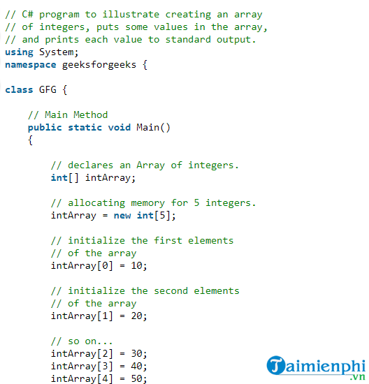 Mảng (array) trong C#, cách khởi tạo và khai báo