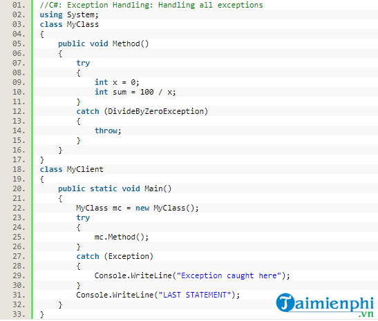 Xử lý ngoại lệ (Exception Handling) trong C#, định nghĩa, cấu trúc