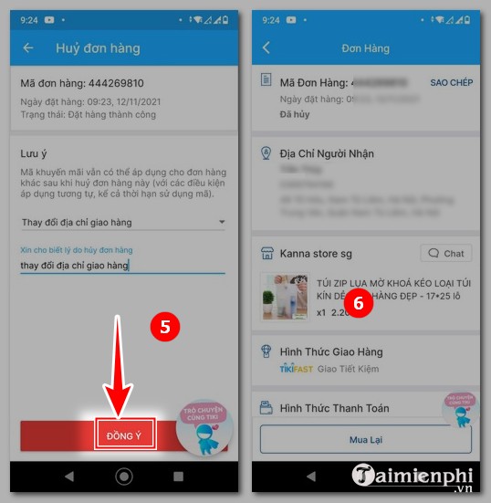 Cách đặt và hủy đơn hàng Tiki, dịch vụ mua sắm trực tuyến